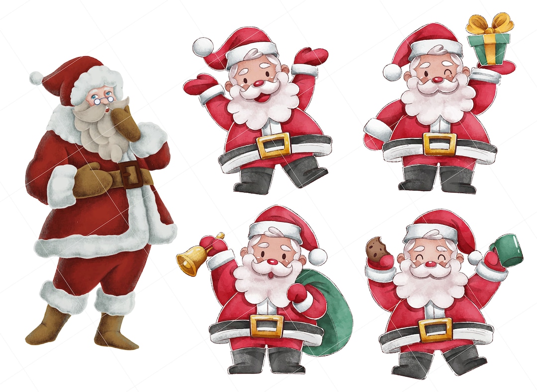 Watercolor Santa Claus Clipart, Christmas Clipart, Santa Claus Clip Art ...