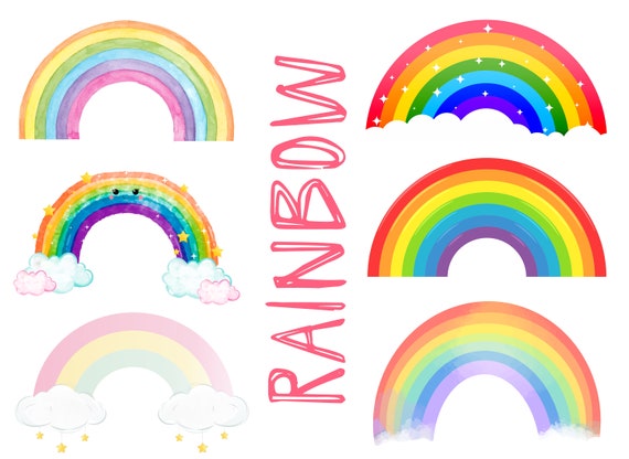 Rainbow Clipart Rainbows Pastel Digital Clip Art Set Png | Etsy