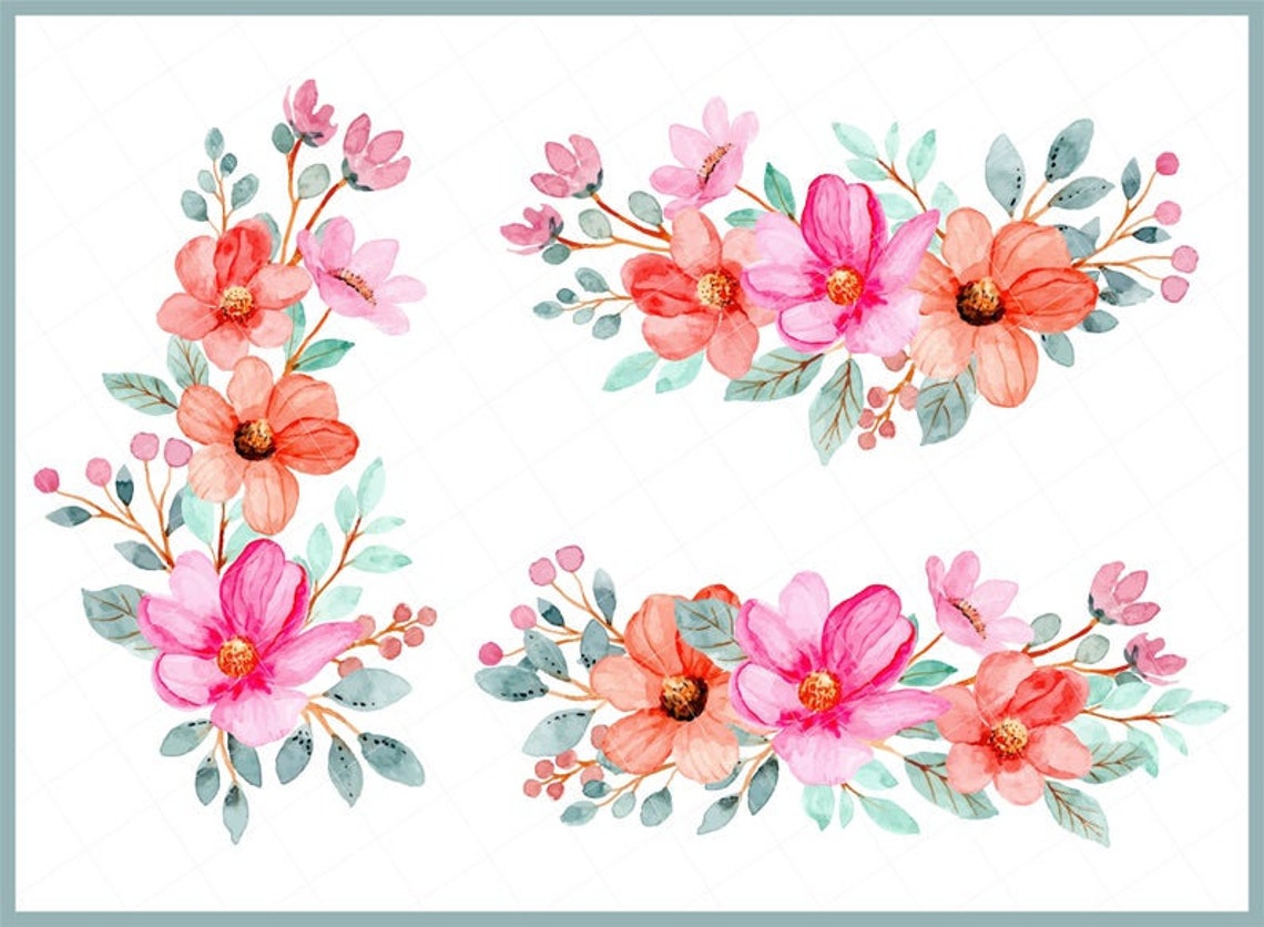 Floral Clipart Mega Bundle Watercolor Flower Clipart Blush - Etsy