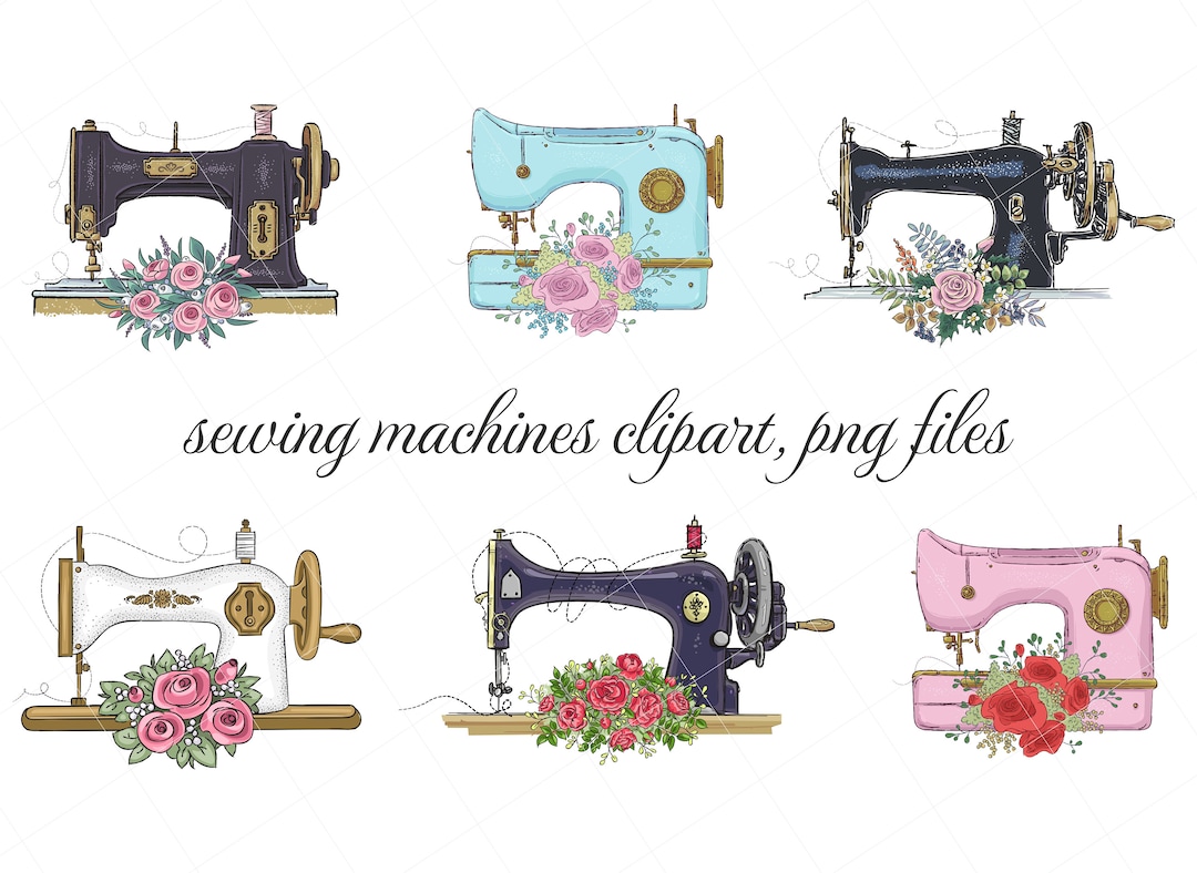 Sewing Machines Clipart, for Logo Branding Sewing Machines, Vintage ...