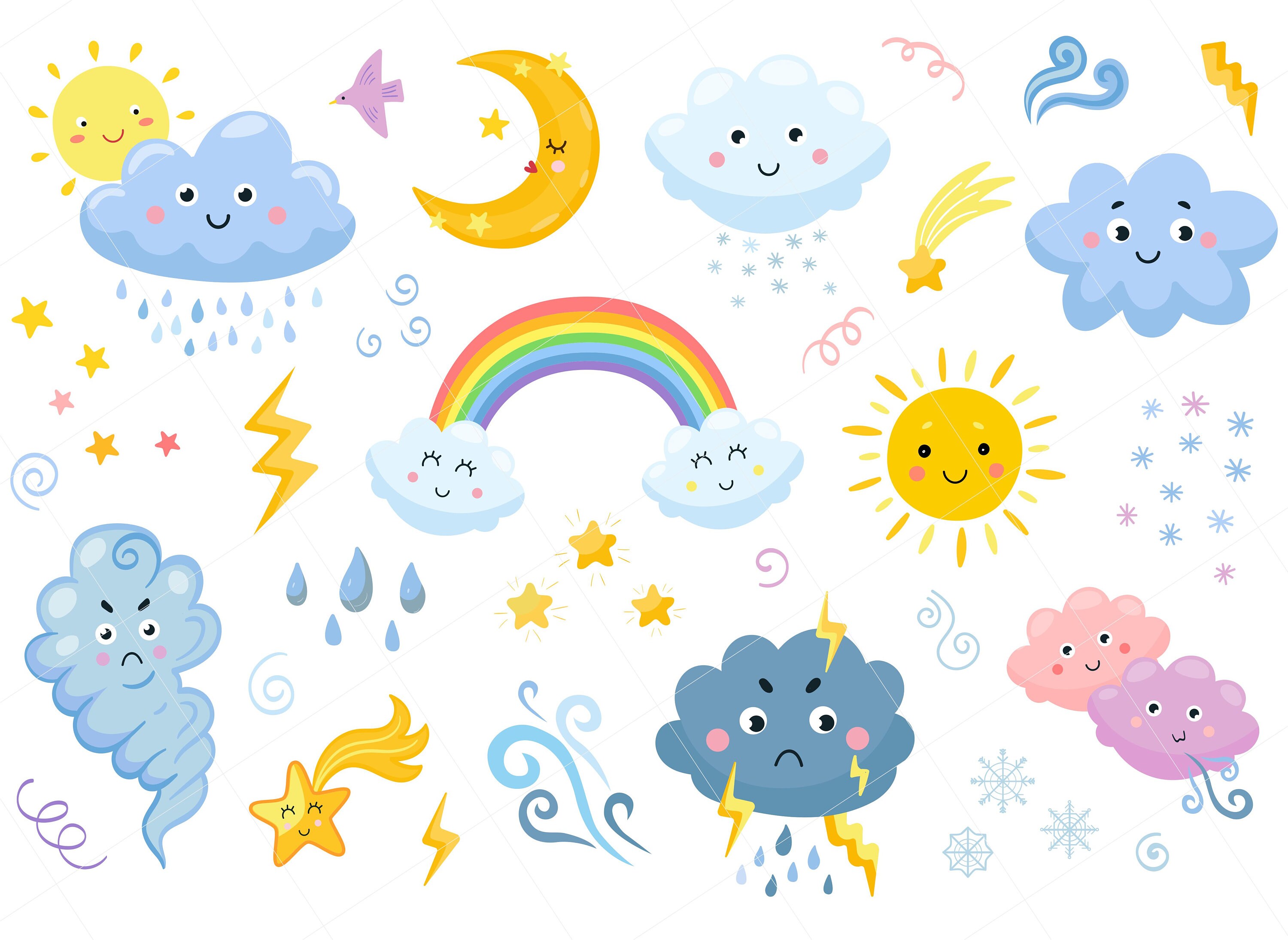 Cloud Clipart Weather Clipart Rain Cloud Clipart Rainbow - Etsy Israel
