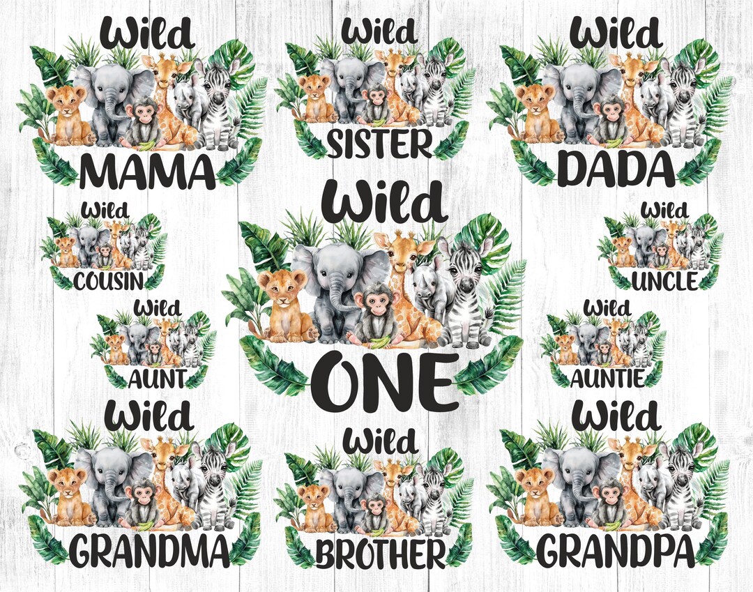 Wild One Family Matching Bundle PNG, Jungle Safari 1st Birthday ...