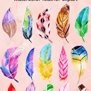 Watercolor Feather Clipart, Feather Clip Art, Feather Png, Boho Clipart, Bohemian Clipart ...