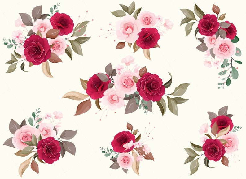 Floral Clipart Mega Bundle Watercolor Flower Clipart Blush - Etsy