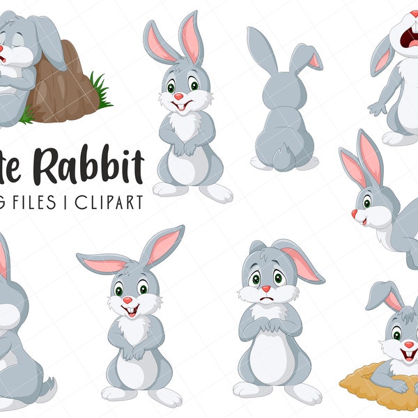 Rabbit Clip Art - Etsy