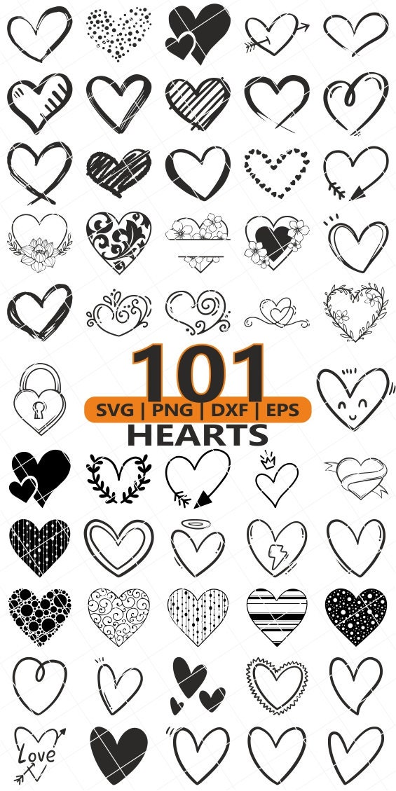 Corazón svg Corazón dibujado a mano SVG doodle corazones - Etsy España