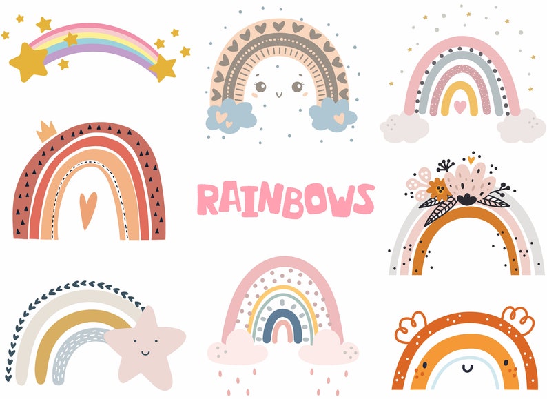 Rainbow clipart Rainbows pastel rainbow png digital clip | Etsy