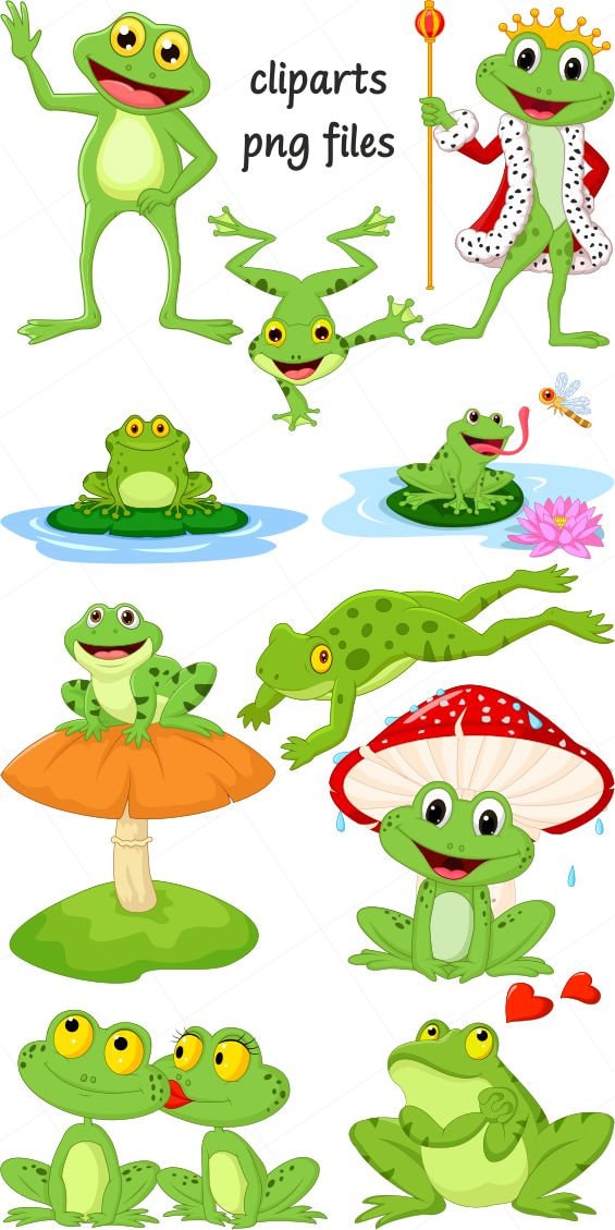 Cute Frog Clipart Frog Png Cute Forg Clip Art Happy Forg - Etsy