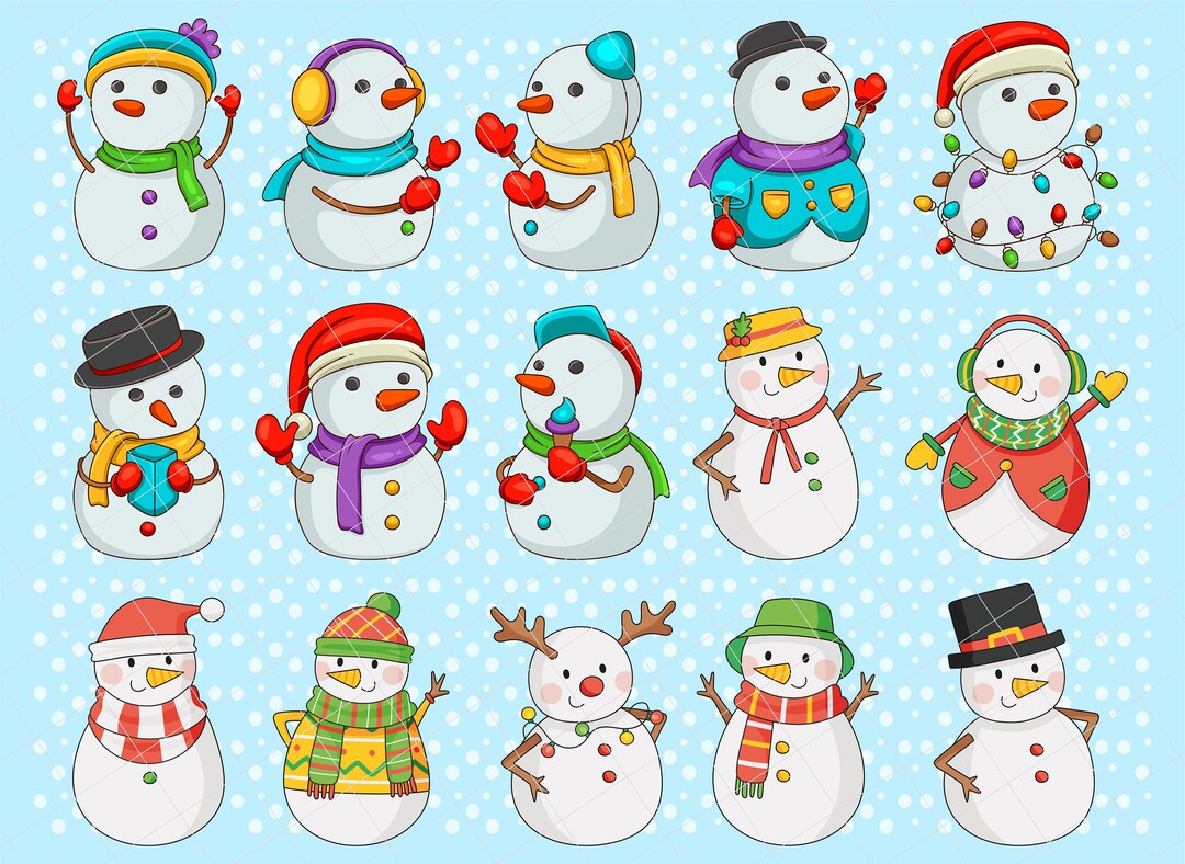 Cute Snowman Clipart, Snowmen Clipart, Christmas Clipart, Winter ...
