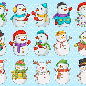 Cute Snowman Clipart, Snowmen Clipart, Christmas Clipart, Winter ...
