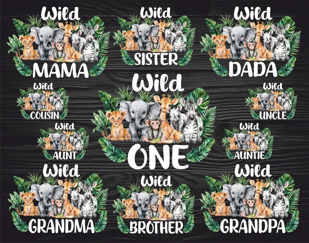 Wild One Family Matching Bundle PNG, Jungle Safari 1st Birthday ...