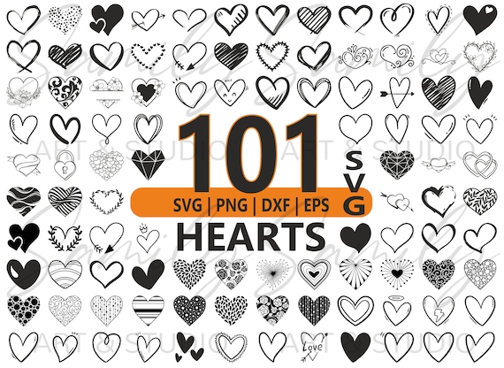 Heart Svg Hand Drawn Heart SVG Doodle Hearts Svg Valentine | Etsy