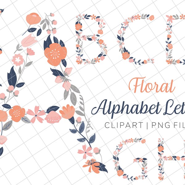 Floral Alphabet Clipart - Etsy UK