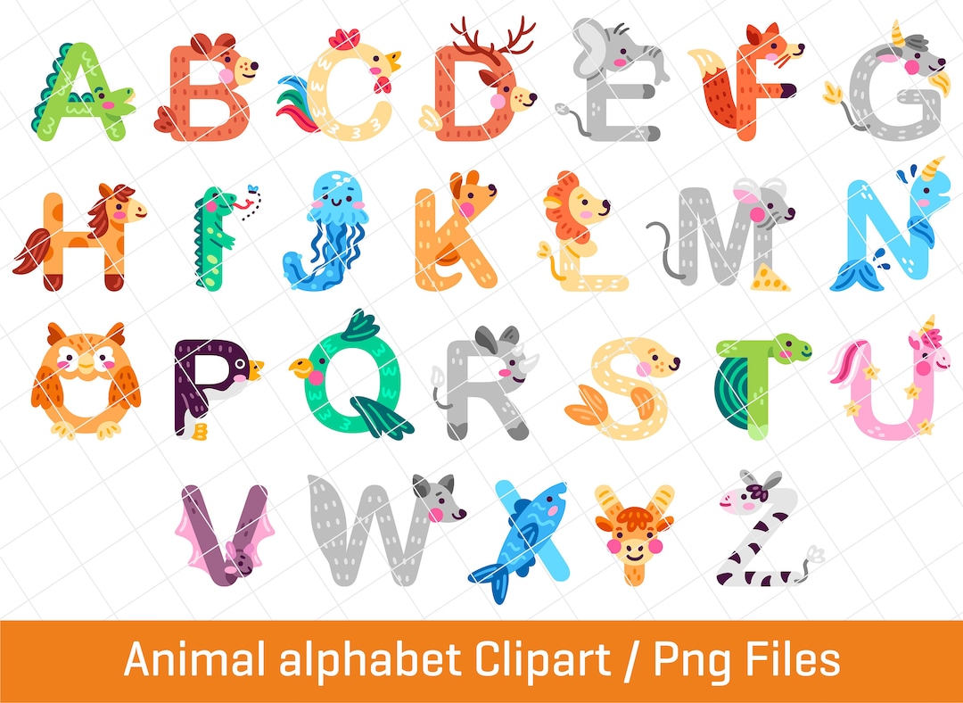Animal Alphabet Clipart, Animal Alphabet Png, Education and Learning ...