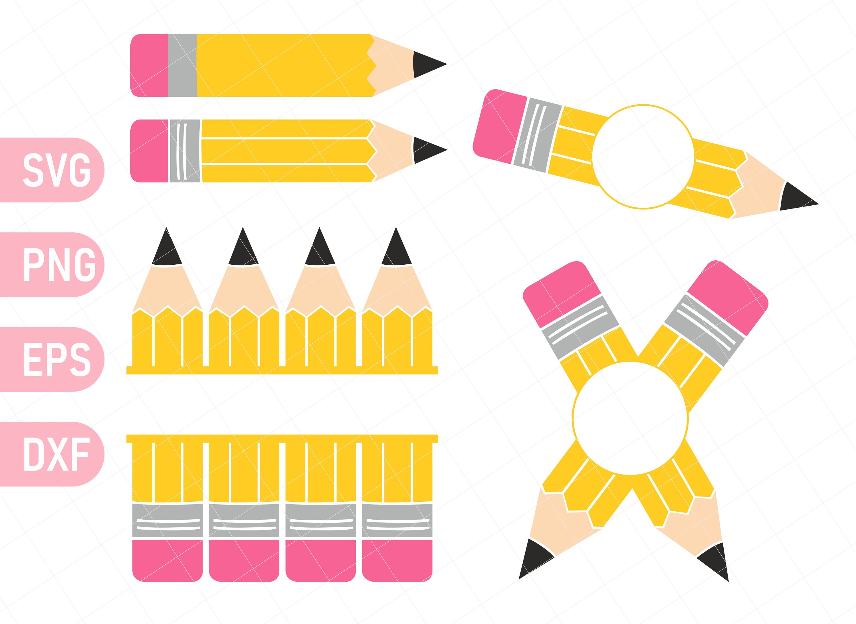 Pencil Svg Pencil Monogram Svg Back to School Svg Pencil - Etsy