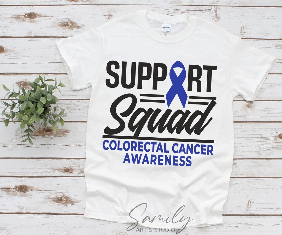 Support Squad SVG, Colorectal Cancer Awareness SVG, Dark Blue Ribbon ...