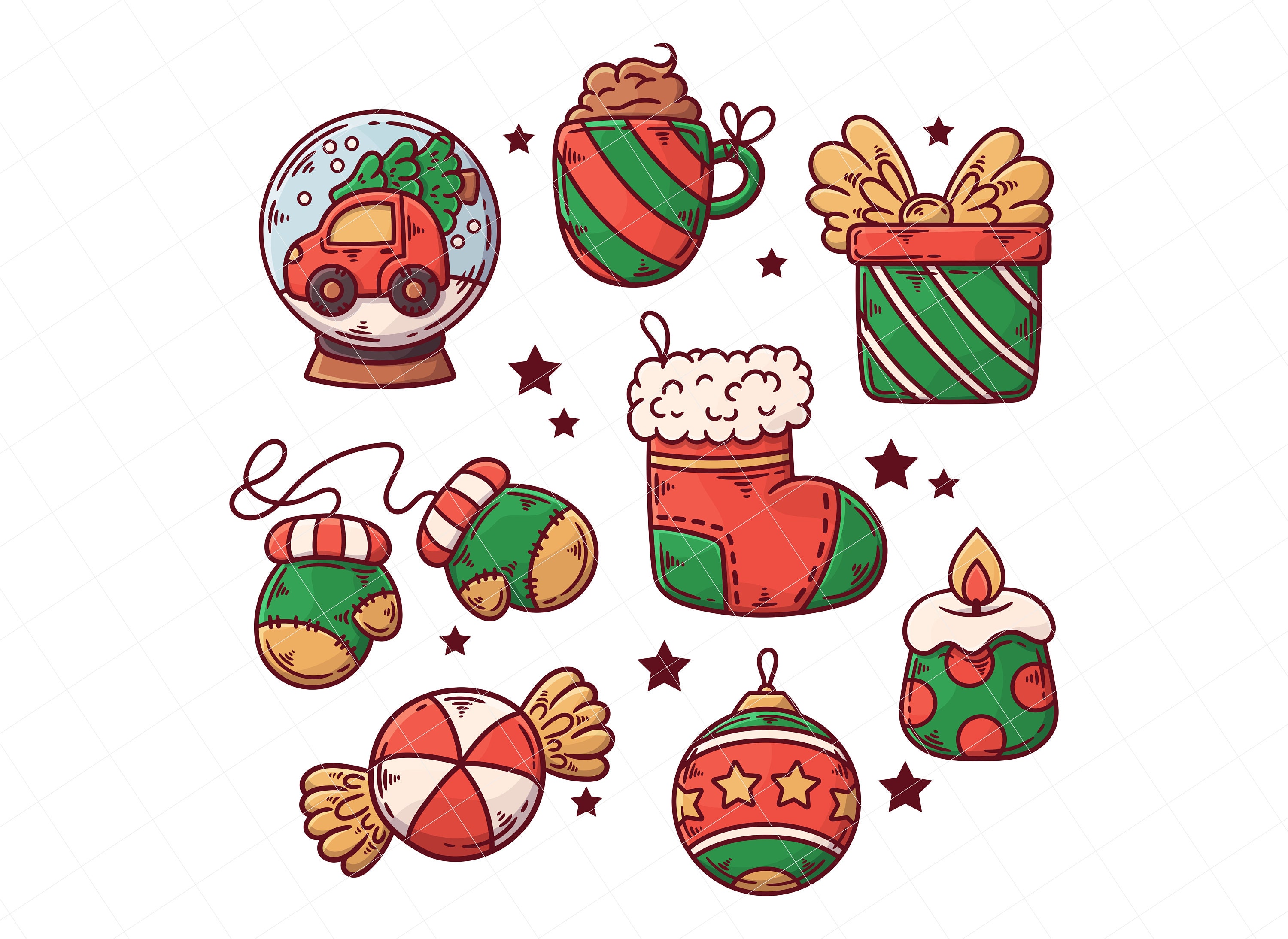 Christmas Elements Png Files Christmas Clipart Christmas | Etsy