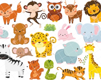 Lion Safari Animals Jungle Animals Digital Clipart Set - Etsy