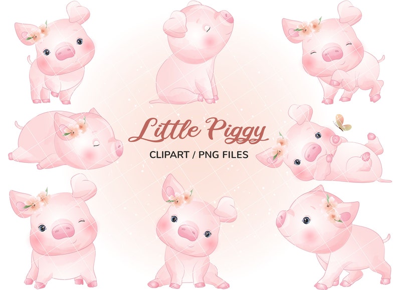 Cute Pig Clipart piggy clipart pig clipart piggy png pig | Etsy