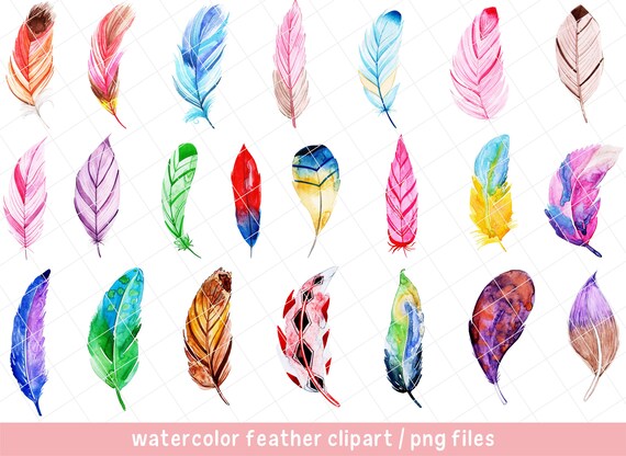 Watercolor Feather Clipart Feather Clip Art Feather Png | Etsy