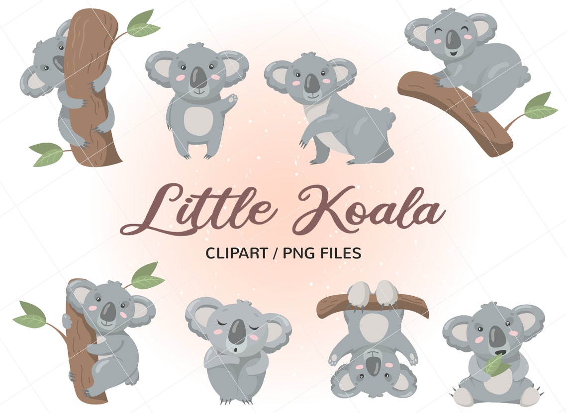 Cute Koala Clipart Koala Png Baby Koala Clipart - Etsy