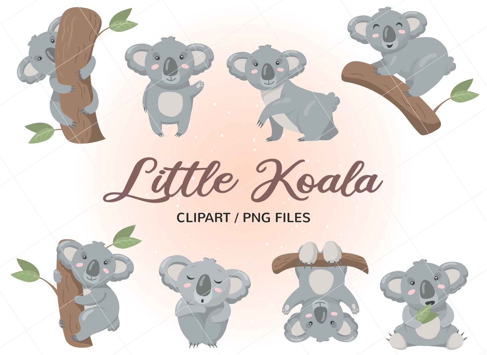 Cute Koala Clipart Koala Png Baby Koala Clipart - Etsy