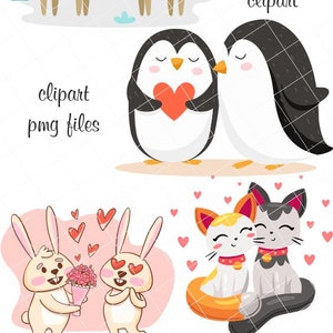 Valentines Clipart, Valentines Day Animal Couple Clipart, Animal ...