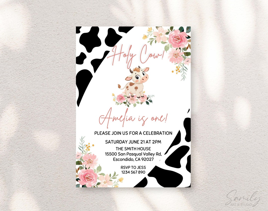 Editable Holy Cow Birthday Invitation Template, Holy Cow Birthday ...