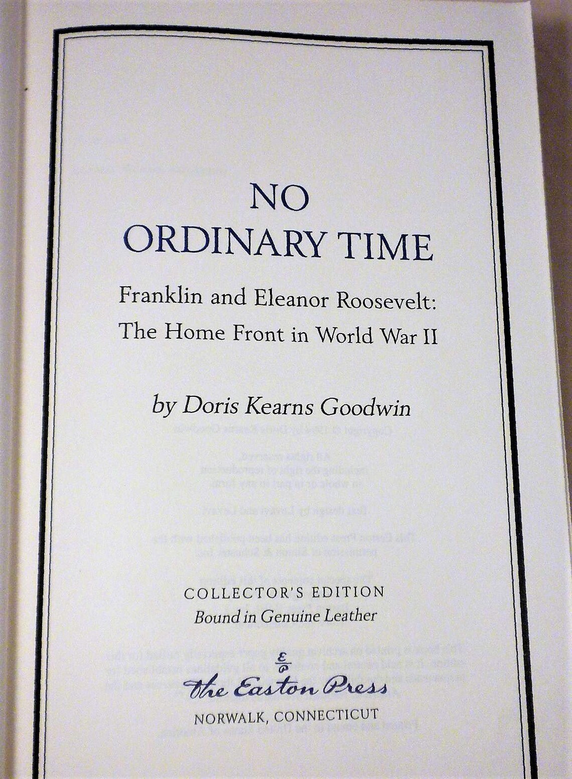 SIGNED No Ordinary Time: Franklin and Eleanor Roosevelt Home | Etsy