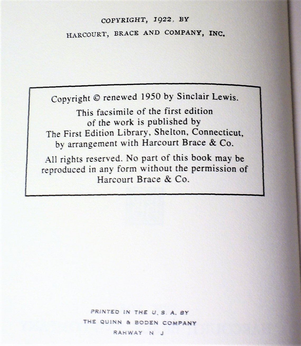 Babbitt Sinclair Lewis First Edition Facsimile of the 1922 - Etsy