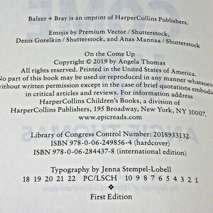 SIGNED, on the Come Up, Angie Thomas, First Edition, First Printing ...