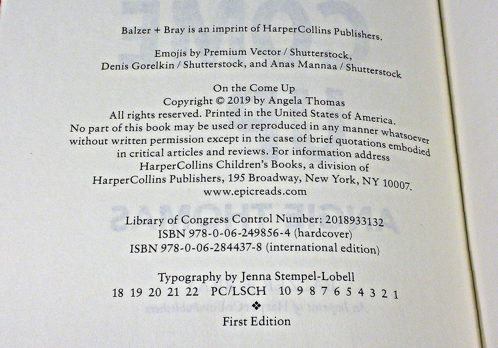 SIGNED On The Come Up Angie Thomas First Edition First | Etsy