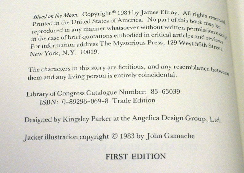 SIGNED James Ellroy Blood on the Moon Signed With | Etsy