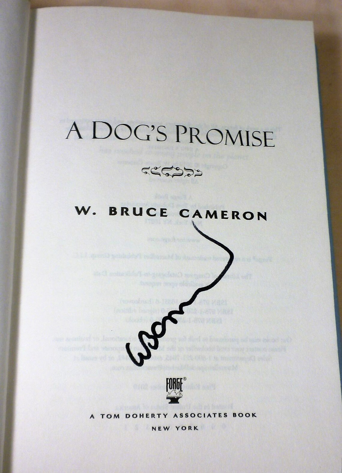 SIGNED A Dog's Promise W. Bruce Cameron First Edition | Etsy