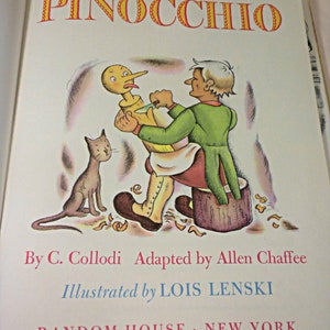 PINOCCHIO, C. Collodi, Adapted by Allen Chafee, First Edition Thus ...