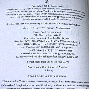 SIGNED, Matrix, Lauren Groff, First Edition, First Printing, New, 2021 ...