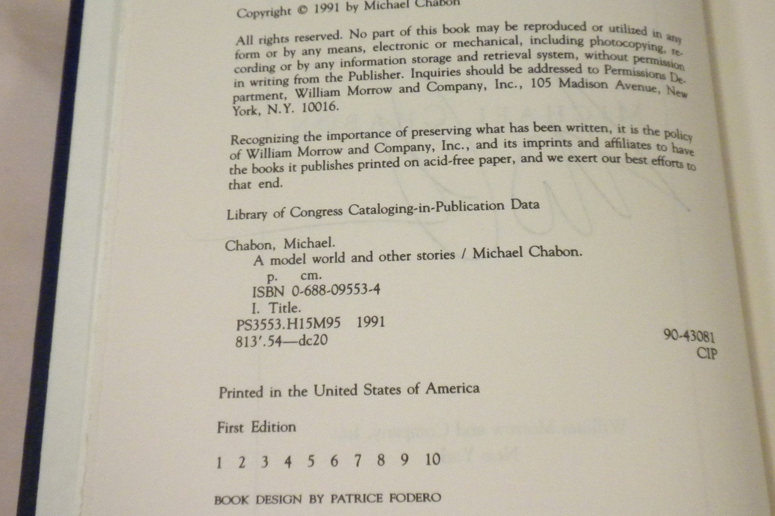 SIGNED A Model World Michael Chabon Signed on the Title | Etsy