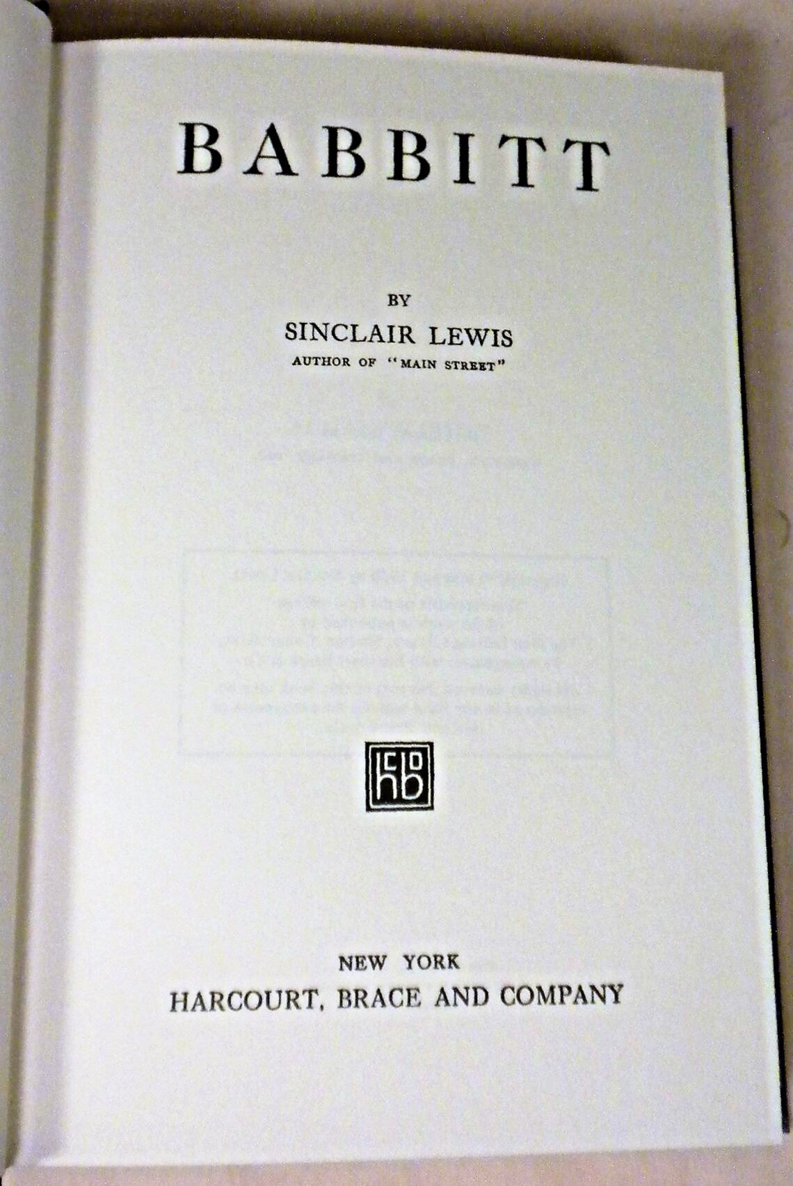 Babbitt Sinclair Lewis First Edition Facsimile of the 1922 | Etsy