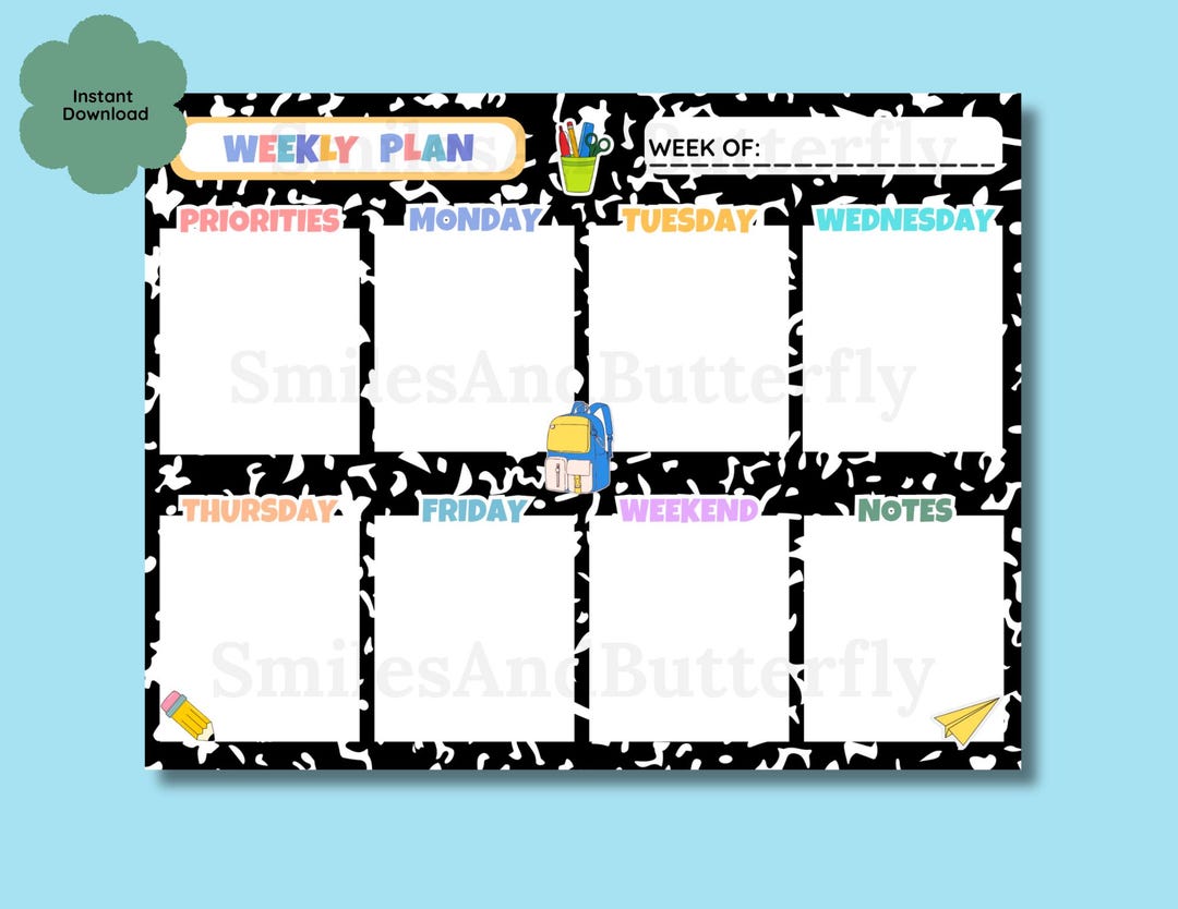 Weekly Plan Printable, Teacher Planner Download, Weekly Organizer, to ...