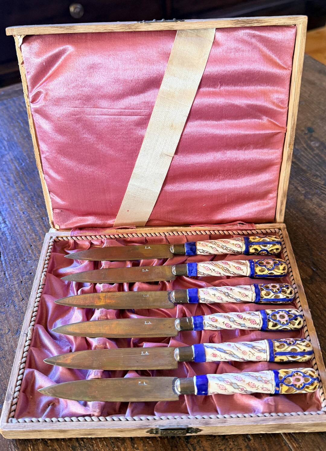 Exquisite Antique Austrian Reticulated Porcelain Fruit Knife Set With ...