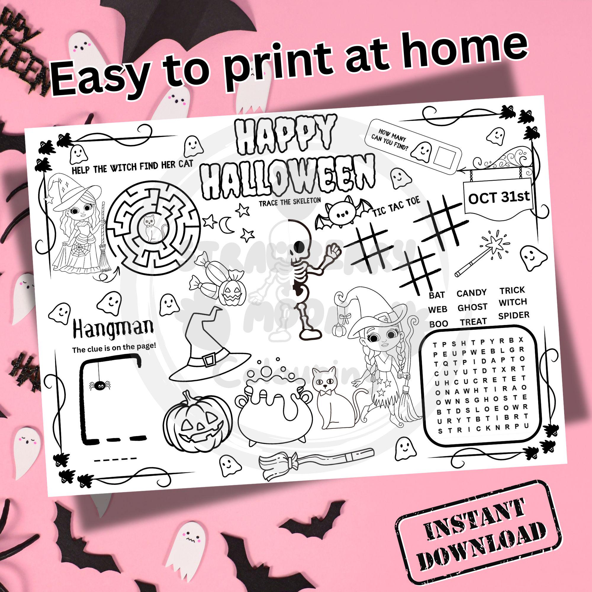 Halloween Activity Placemat, Pdf Home Printable - Etsy UK
