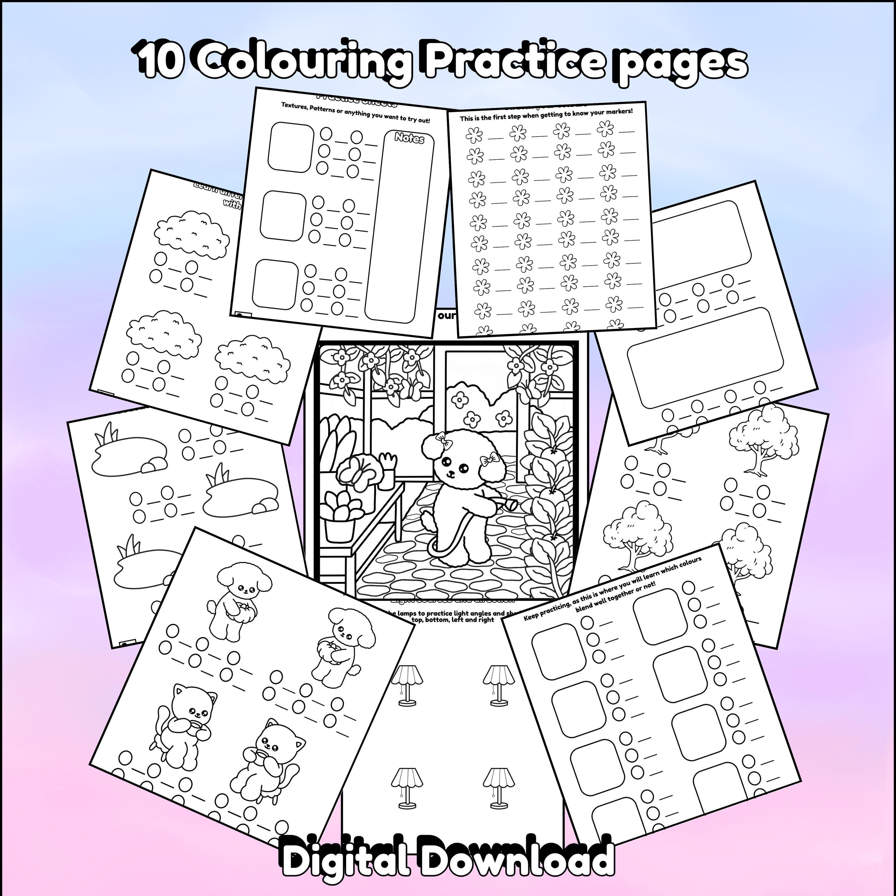 Practice Colouring Pages, Swatch, Blend, Texture and Patterns. Learning ...
