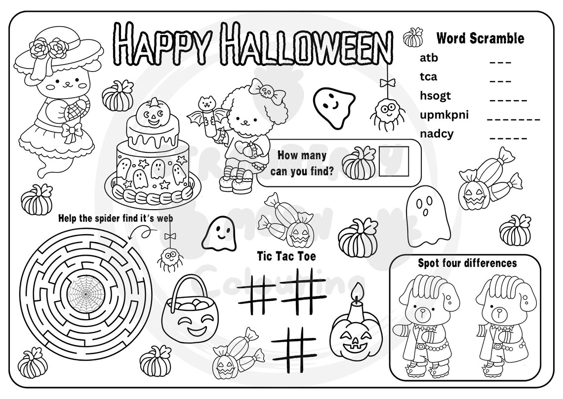 Kids Halloween Activity Placemat - Etsy UK