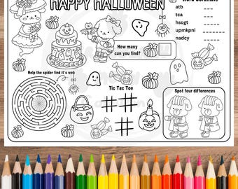 Kids Halloween Activity Placemat - Etsy UK