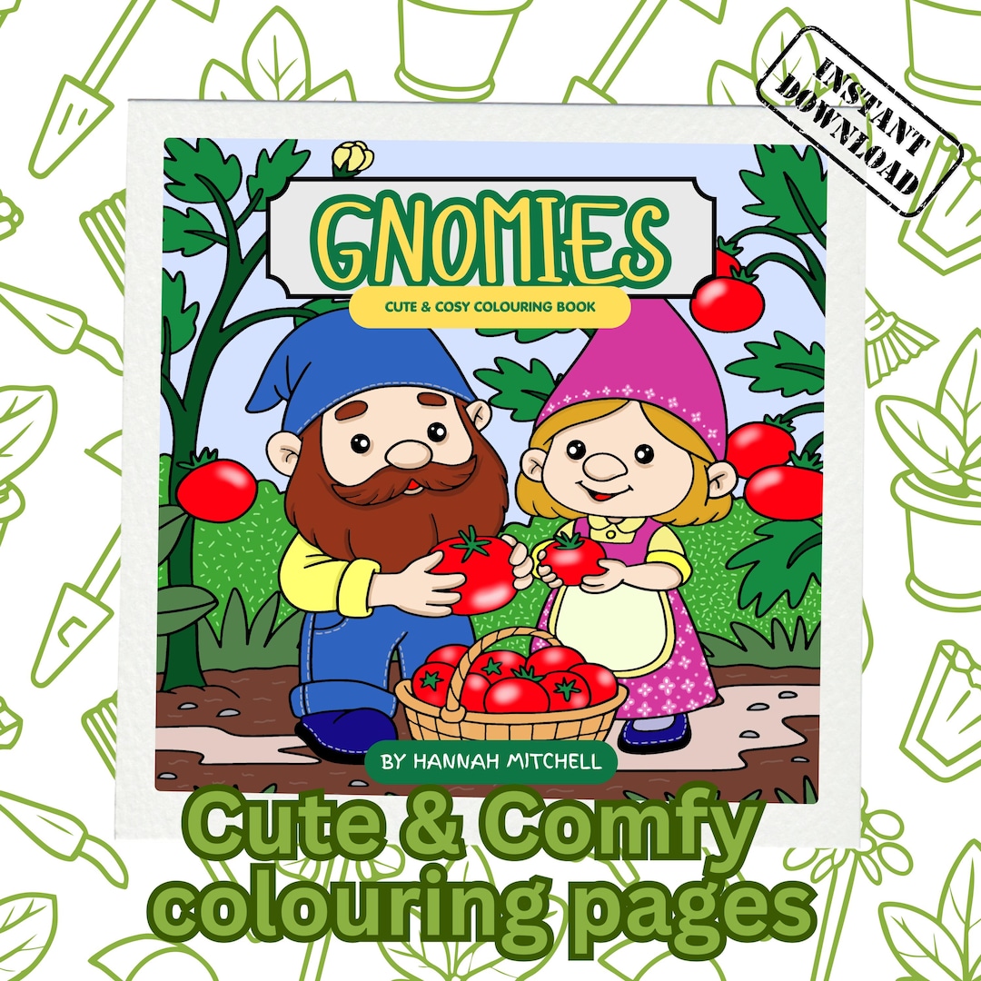 Gnomies Colouring Book, Pdf Print at Home Cute and Comfy Colouring ...