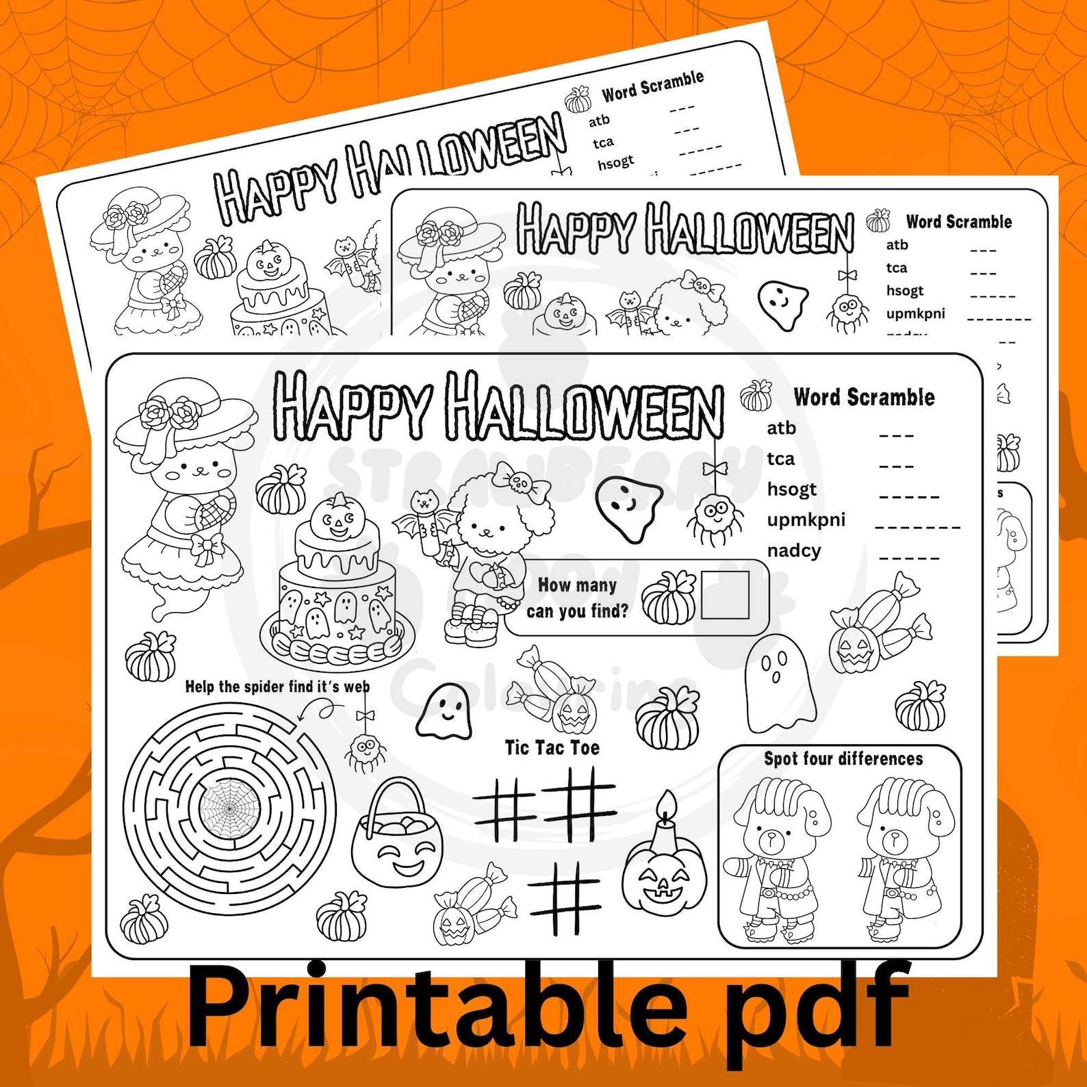 Kids Halloween Activity Placemat - Etsy UK