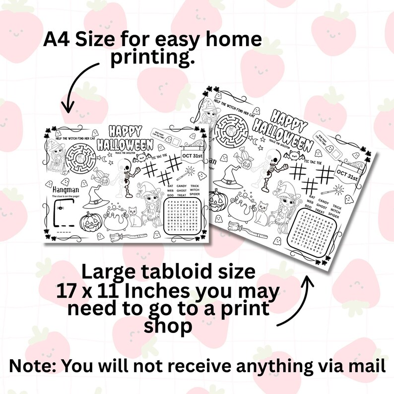 Halloween Activity Placemat, Pdf Home Printable - Etsy UK
