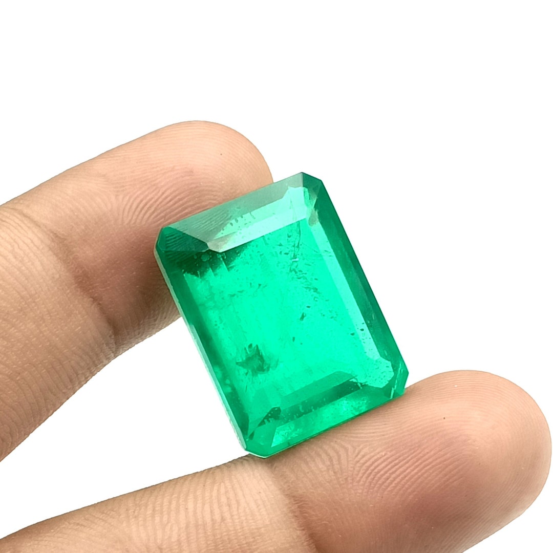A Emerald Cut Stone Doublet Emerald Gemstone Rectangle Shape Cut Stone ...