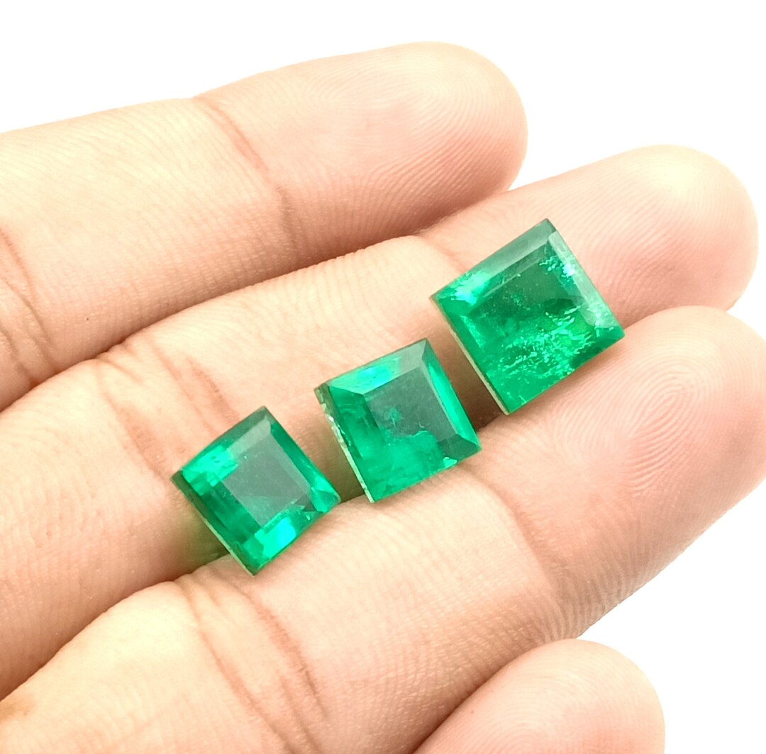 Beautiful Emerald Cut Stone Doublet Emerald Gemstone Square Shape Cut ...
