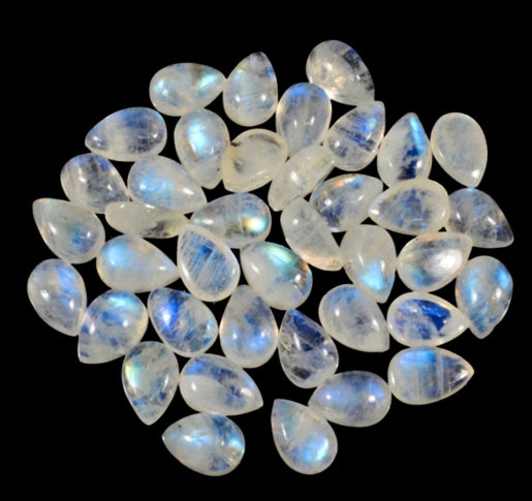 White Rainbow Moonstone Cabochons, Moonstone Gemstone Cabochons , Pear ...
